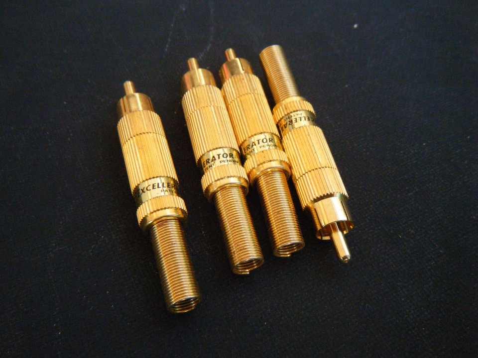 Lot Ten CA Audio Cable Jack Spring RCA Plugs. Flexi-Stem. Gold Plated ...