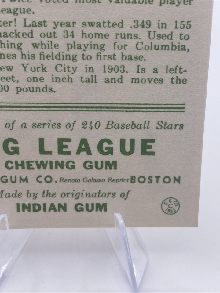 1983 Renata Galasso 1933 Goudey Reprints Lou Gehrig #160 HOF | eBay