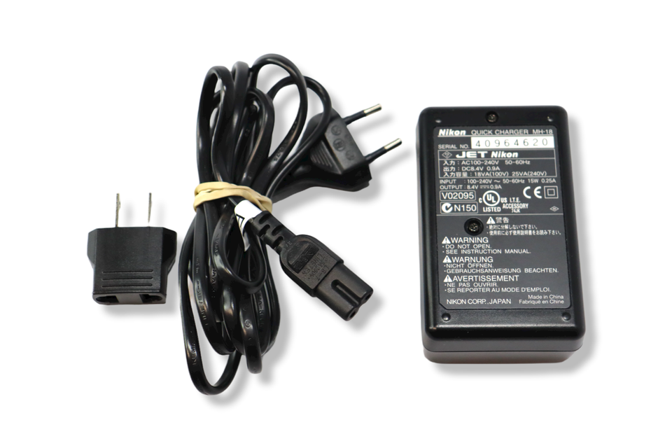 Nikon Quick Charger MH-18 Europe Power Cord with NA Adapter for Nikon ...