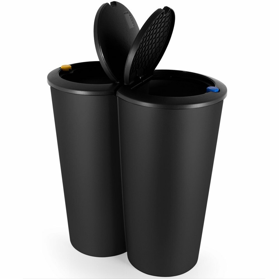 Circular Double Recycling Waste Bin Duo Rubbish Plastic Disposal 2 x 25 ...