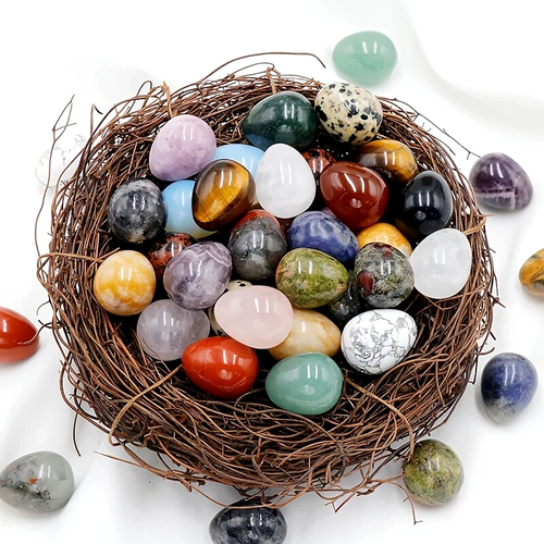 30pcs Natural Crystal Eggs Shape Stones Set Polished Gemstone Eggs | eBay