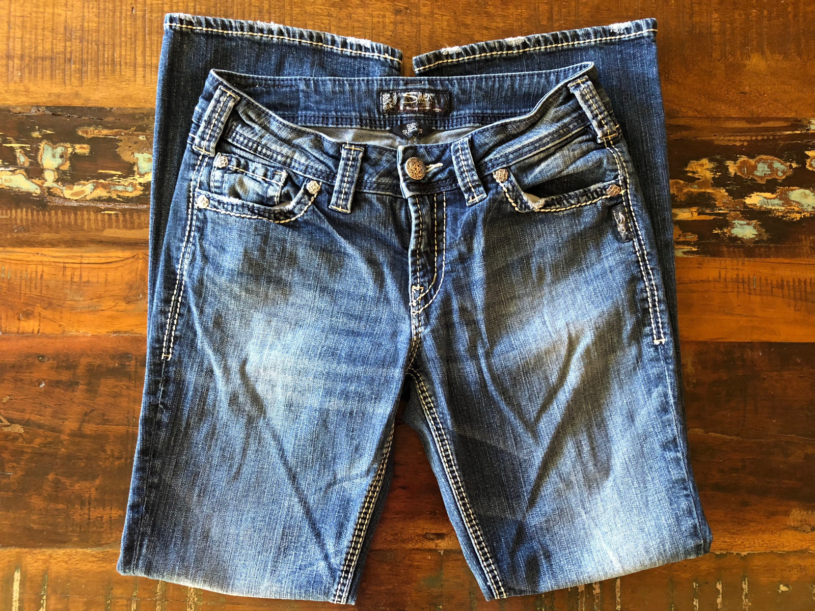 Silver Suki Surplus Thick Stitch Button Flap Pockets … - Gem