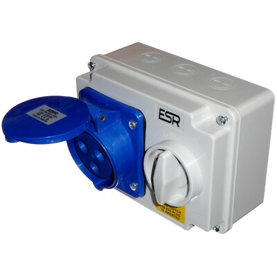 32A 3 Pin Interlocked Socket Switch 220-250V 32 Amp Weatherproof IP44 ...