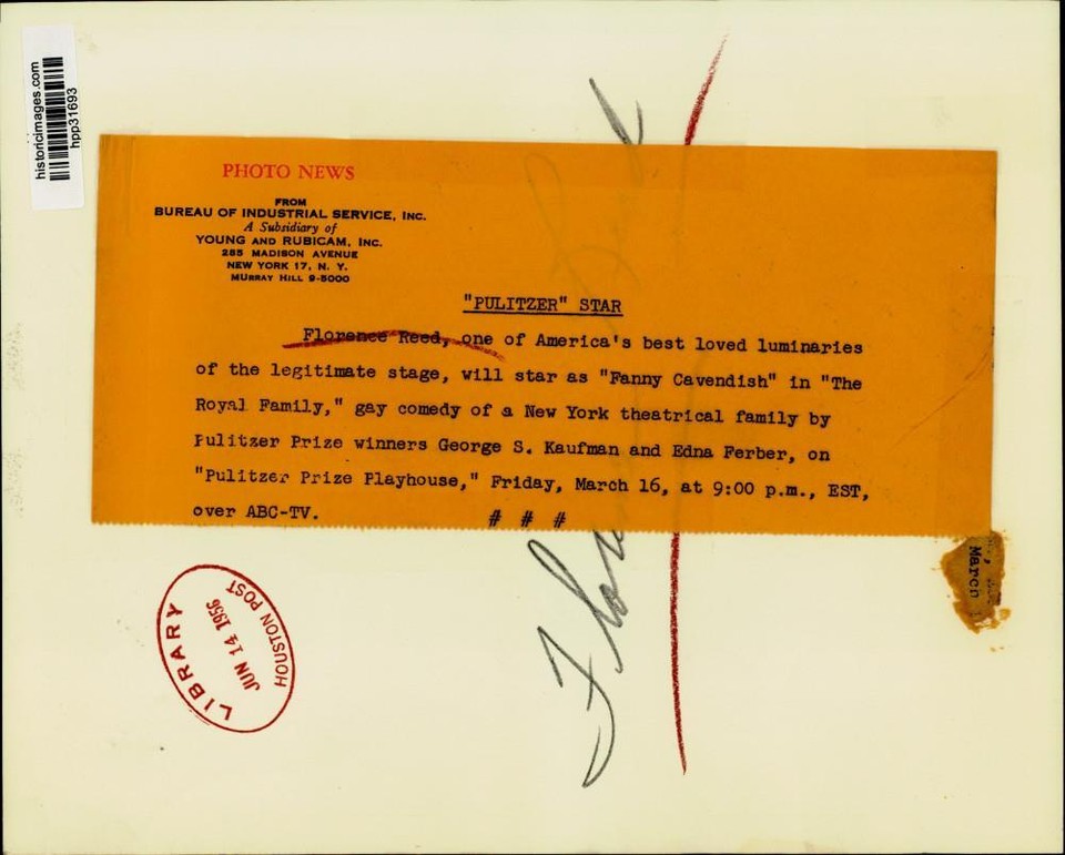 1956 Press Photo Actress Florence Reed - hpp31693 | eBay