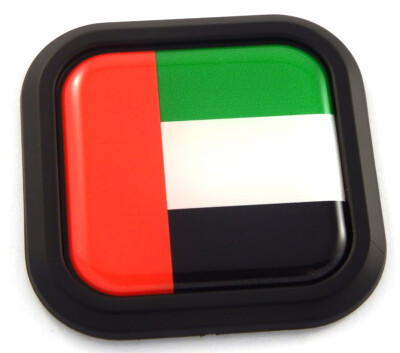 UAE Flag Square Black rim Emblem Car 3D Decal Badge Hood Bumper sticker ...