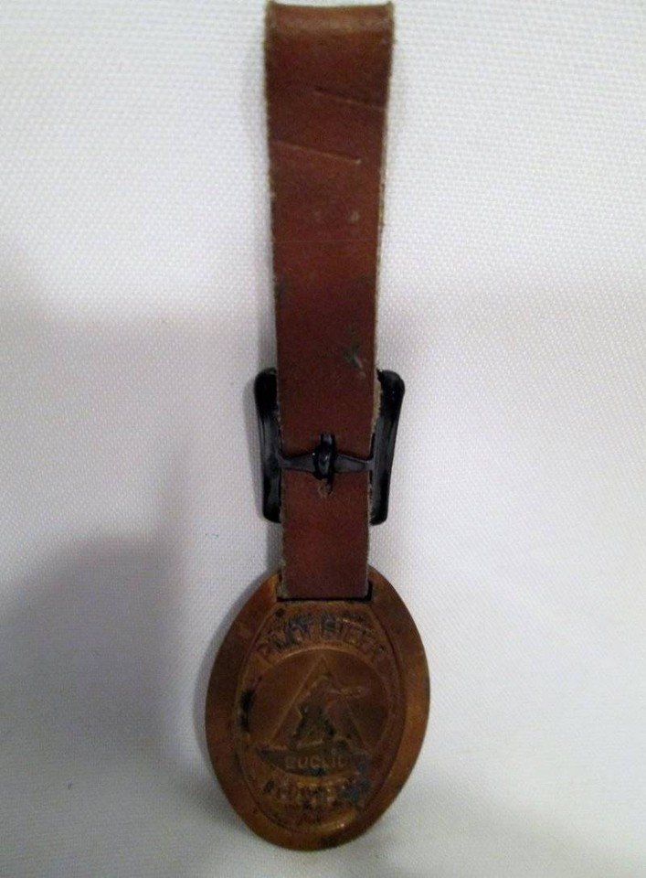 Vintage Pocket Watch FOB Leather Strap EUCLID Pivot Steer Loaders Oval ...