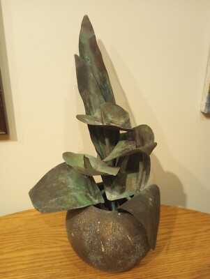Antique Vintage Signed Bock Artisan Copper Flower Bouquet Sculpture Art ...