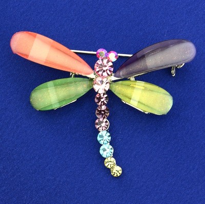 Dragonfly Multi Color Wings Made With Swarovski Crystal Brooch Jewelry ...