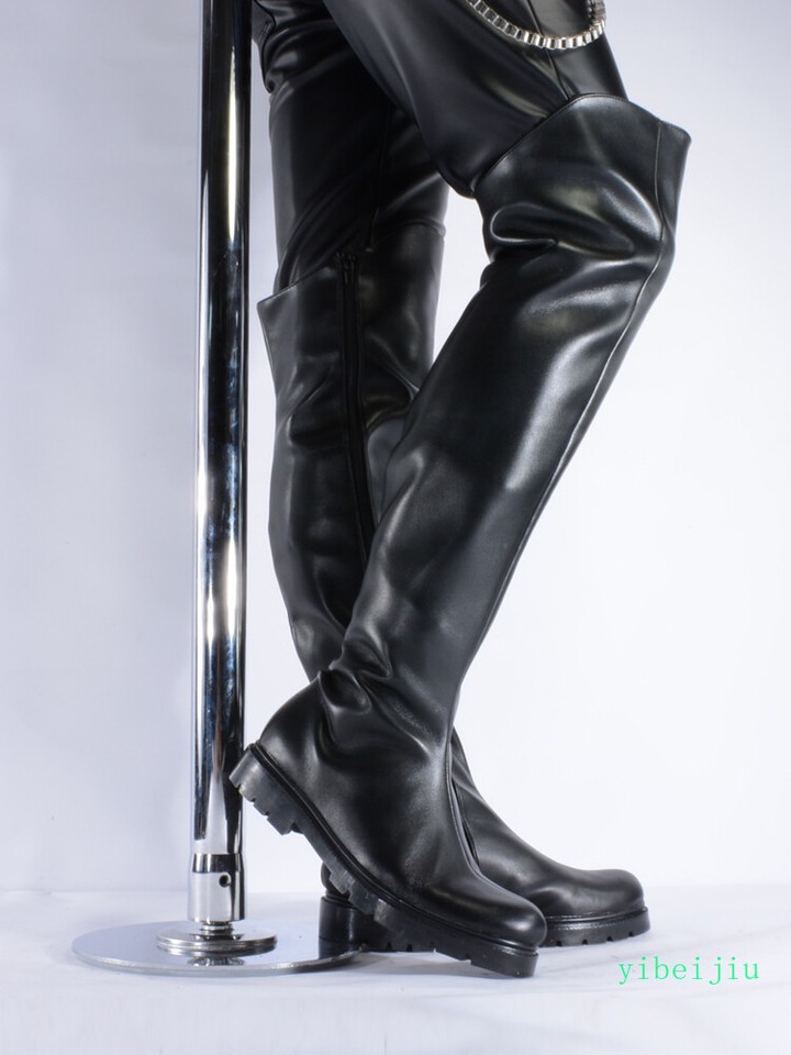Men Dane Boots Riding Motorcycle Zip Over Knee High Combat Thigh Long ...