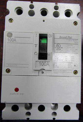 🤩 GE GENERAL ELECTRIC 100A RECORD PLUS CIRCUIT BREAKER 600V 3 POLE ...