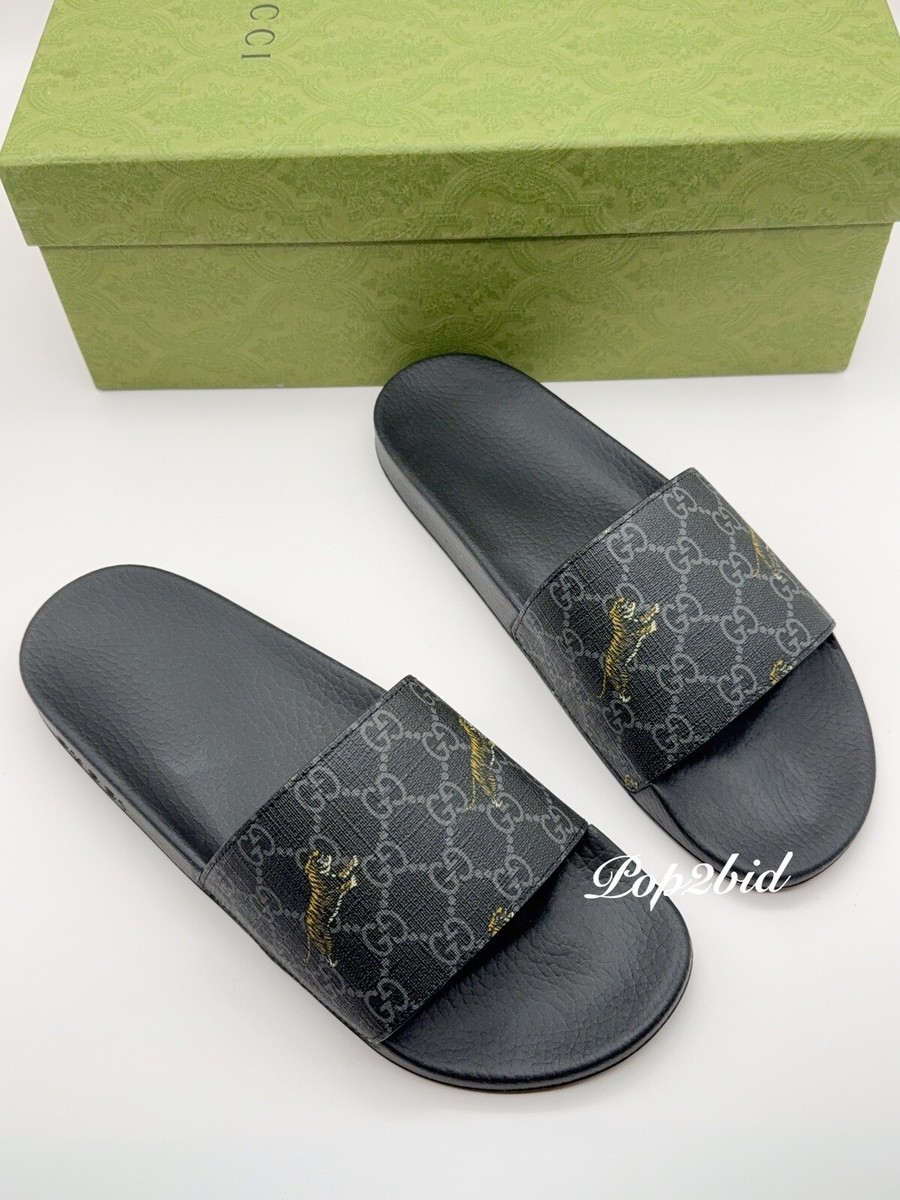 NWB Men's Gucci GG Supreme Tiger Slide Rubber Sandals Size NWB Men's Gucci GG Supreme Tiger Slide Rubber Sandals Size