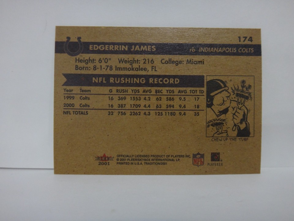 2001 Fleer Tradition Glossy Edgerrin James #174 HOF | eBay