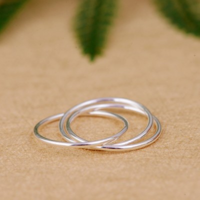 3er Ring Triple dreifach Ringe dreier Damen 925 Sterling Silber Ring ...