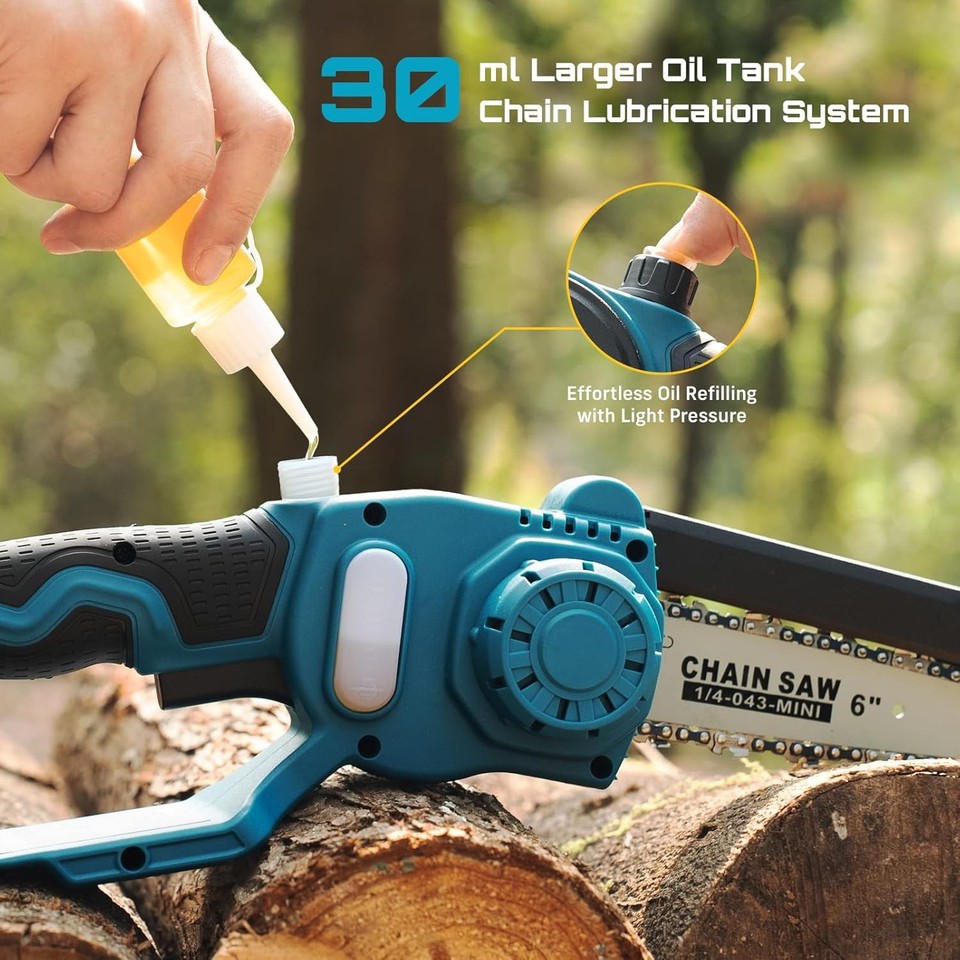 SEESII Cordless Mini Chainsaw Pruning Shears Combo kit 6" Electric Saw ...