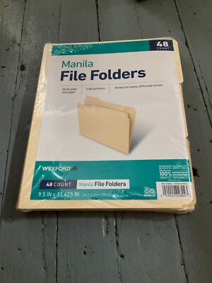 WEXFORD MANILA FILE FOLDERS 3 TAB POSITIONS LETTER SIZE PAPER 48 Count ...