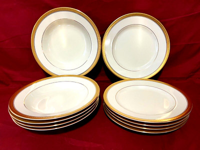 Mikasa Palatial Gold 10 Piece Set Of 5 Each Rimmed Soup Bowls & Salad ...