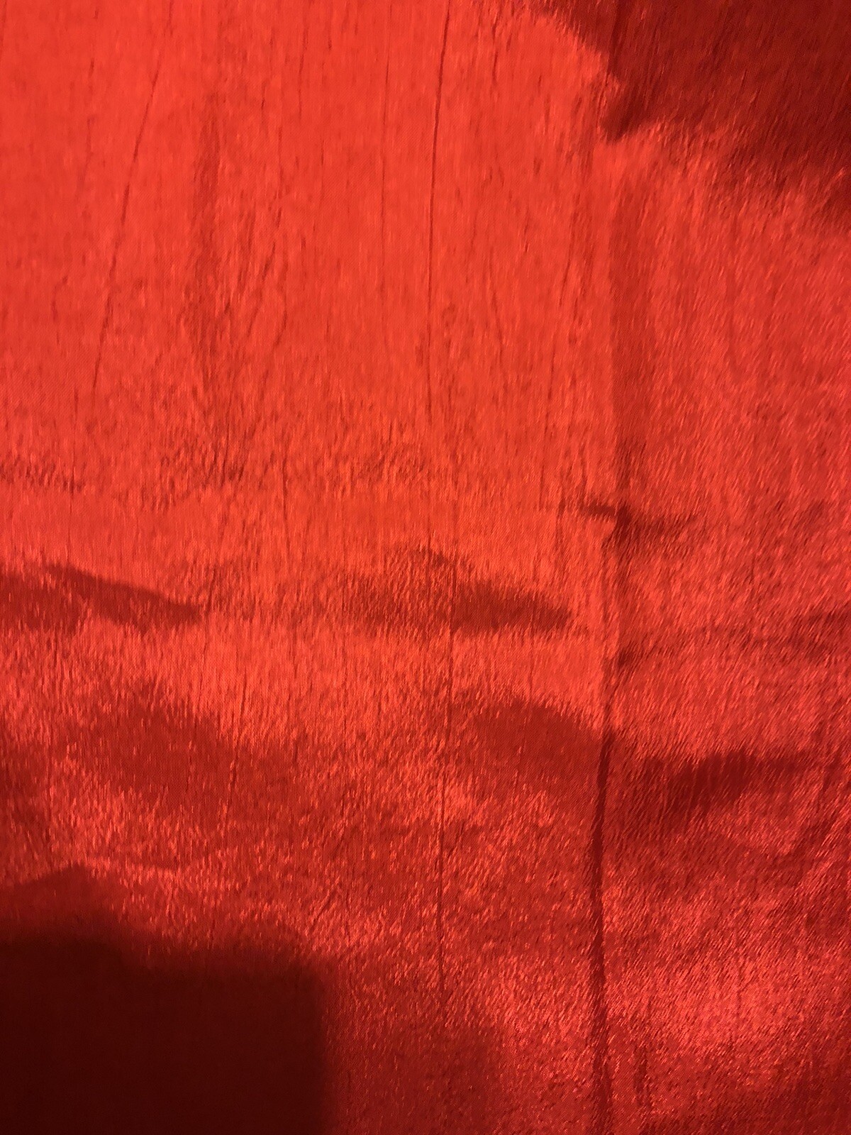 1.1 Yards Of Bright Red Fabric. Smooth Shiny Crinkled Polyester ...