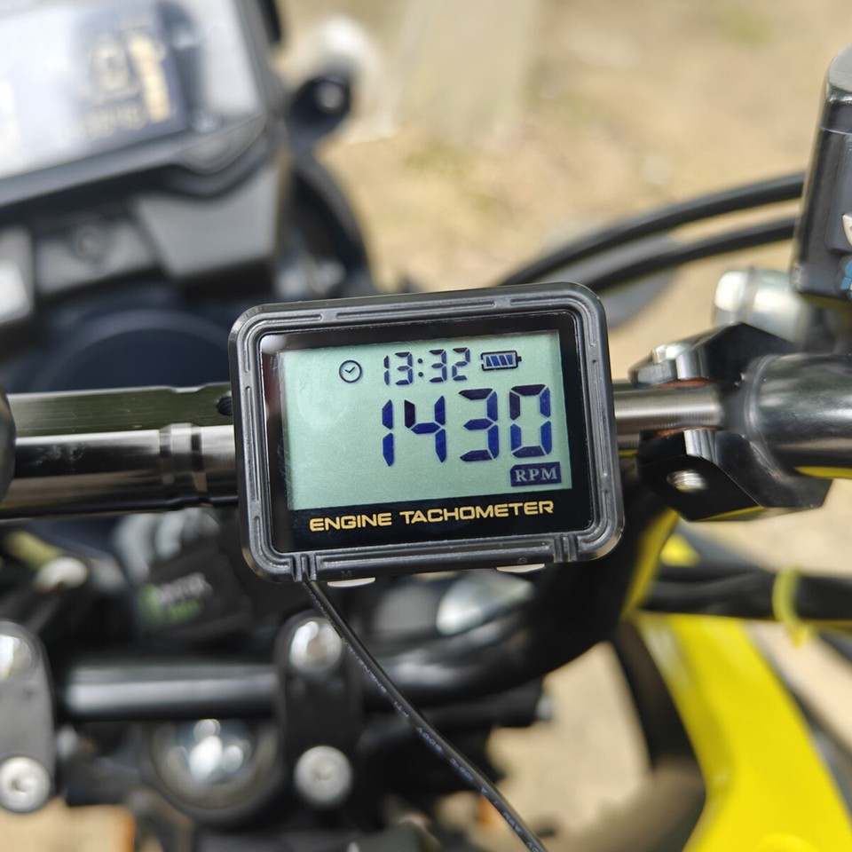 -Digital RPM Hour Meter Tachometer Gauge Timer Backlight Waterproof 2/4 ...