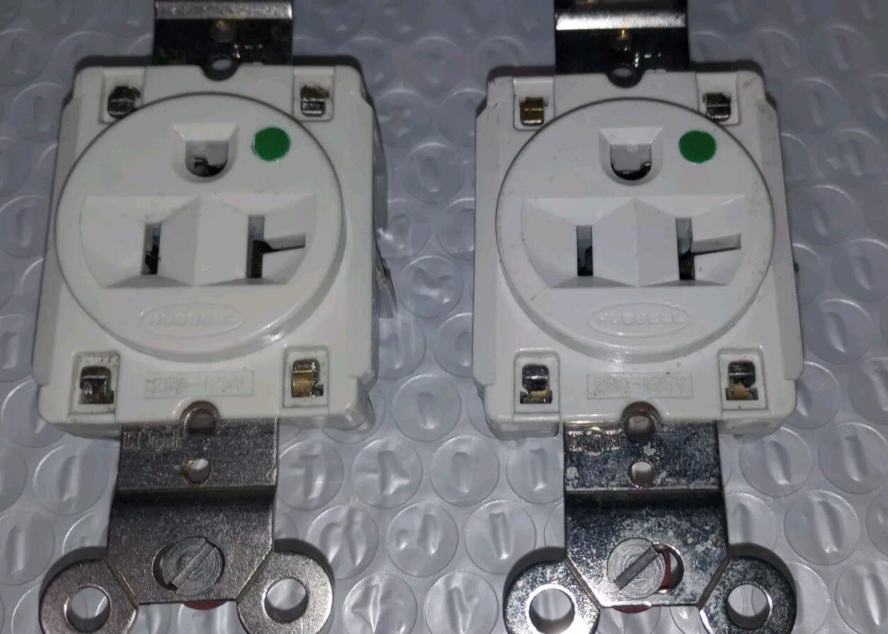 HUBBELL 5361-W 20A 125V HOSPITAL GRADE HEAVY DUTY SINGLE RECEPTACLES ...