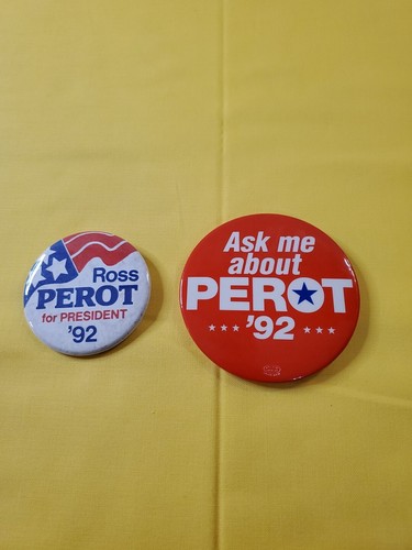 Set Of 2 Ross Perot for President '92 Button Pin Pinback Political ...