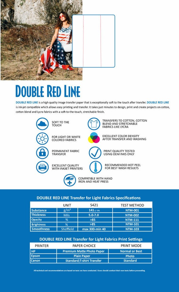T-shirt Heat Transfer Paper for Inkjet Printers Light Double Red Line 8 ...