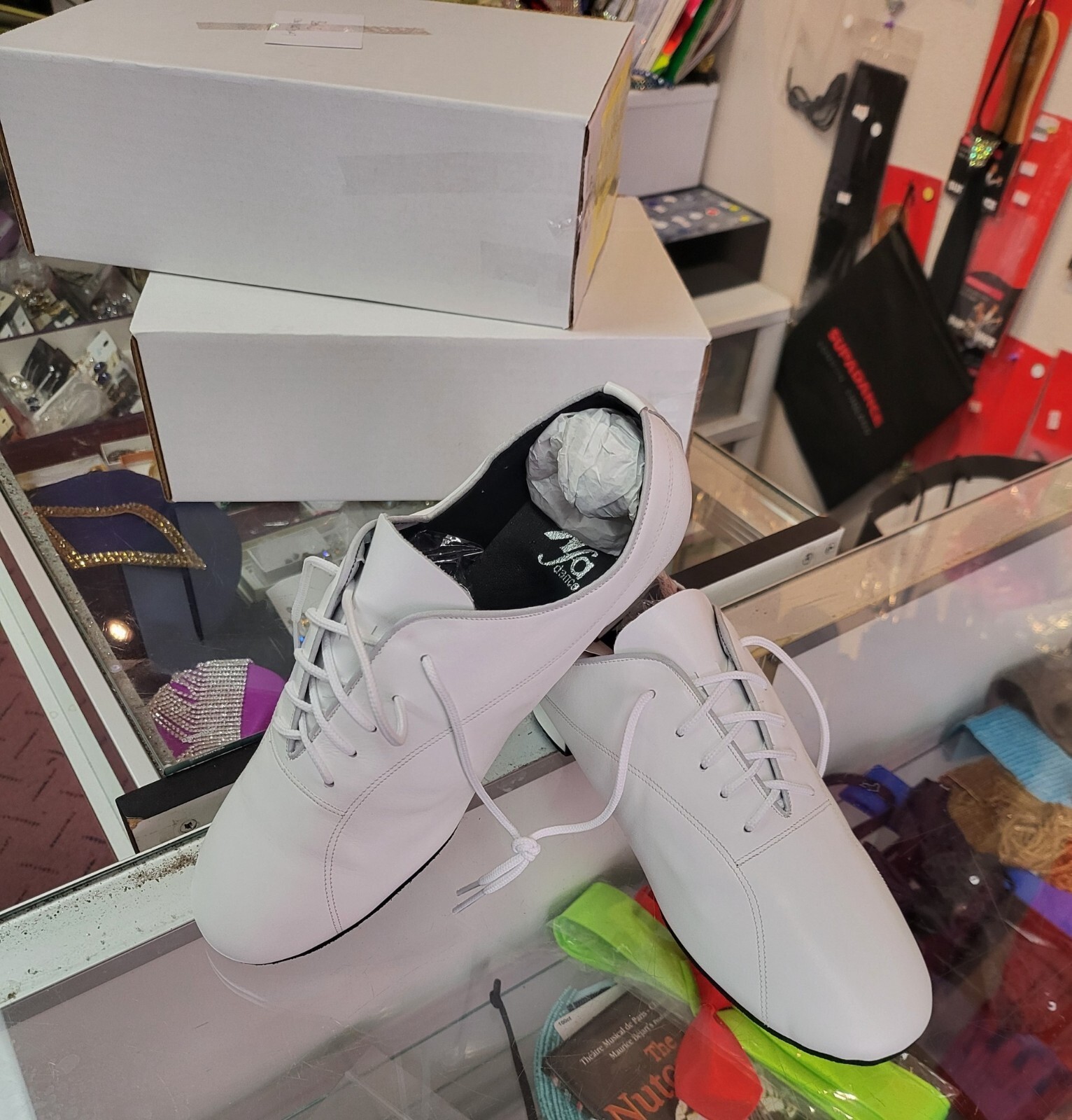 1Afa#209White Leather Men's Latin Dance Shoes, size: US 9w (UK 8w) ,1.5 ...