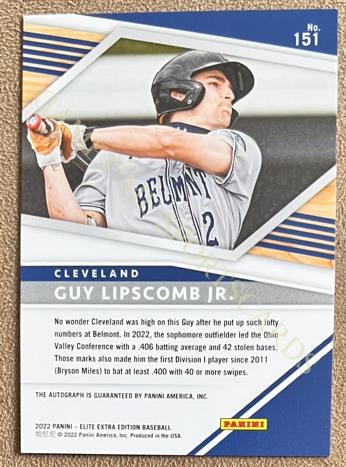 Guy Lipscomb Jr. 2022 Panini Elite Extra Edition Autograph #151 Rookie ...