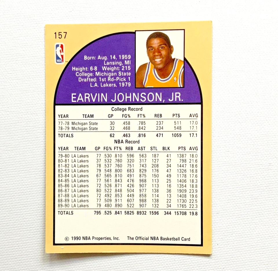 1990 NBA HOOPS MAGIC JOHNSON BASKETBALL CARD #157 LOS ANGELES LAKERS | eBay