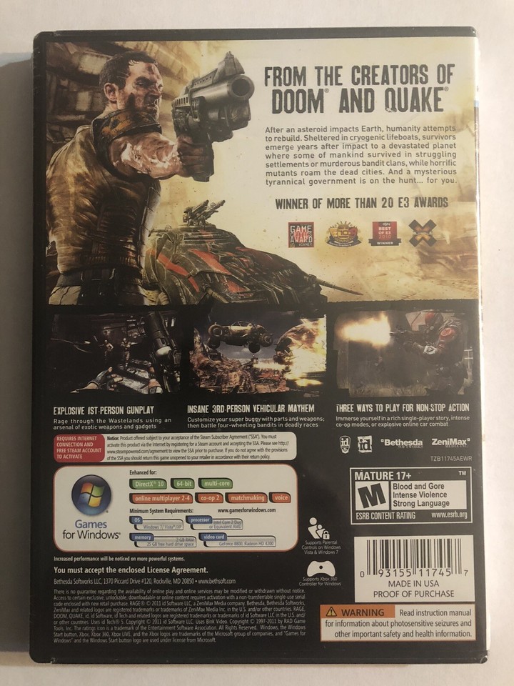 RAGE Sealed Anarchy Edition PC/DVD Games For Windows | eBay