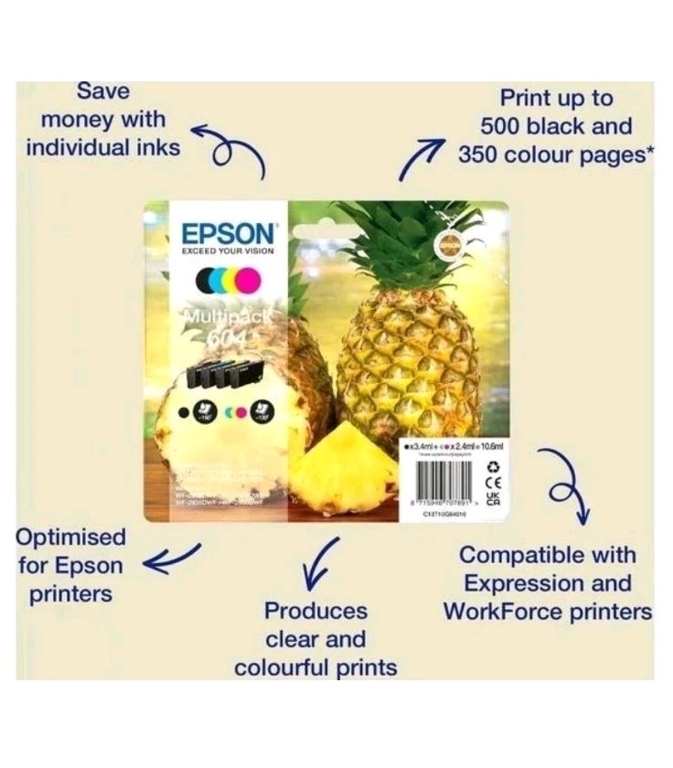 Epson 604 Multipack Ink Cartridges Pineapple Series - Original 4 Ink ...
