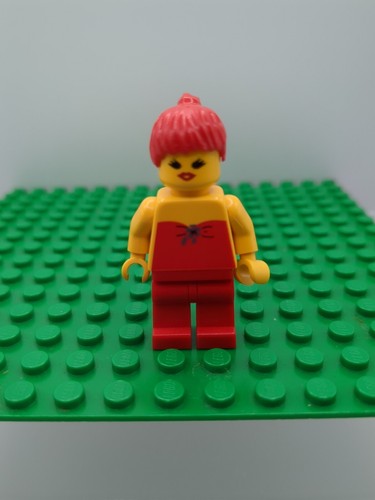 Lego Minifigure Red Halter Top - Red Legs, Red Ponytail Hair Classic ...