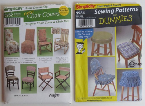 Lot of 2 Simplicity Home Decorating Patterns 5952 & 9984 Chair Covers ...