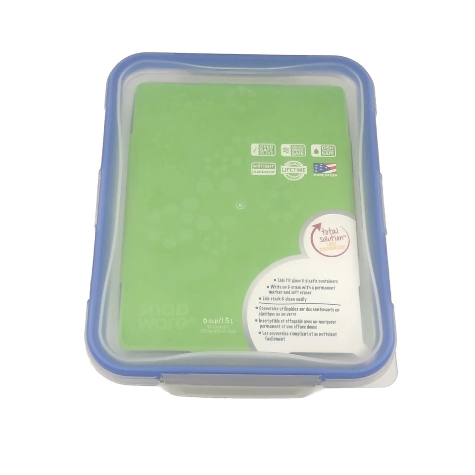 Pyrex Snapware 6-Cup Rectangle Glass Storage Dish with Clear Blue Lid ...