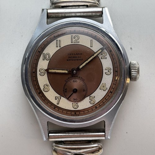 Vintage Seeland Quadramatic Men's Military Bullseye Dial Watch - Starts ...