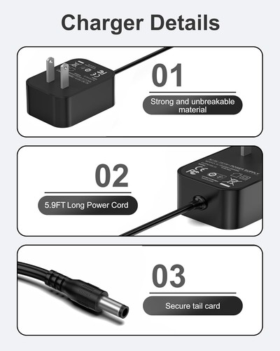Charger for LEVOIT Cordless Stick Vacuum Cleaner, Charging Cord Black ...