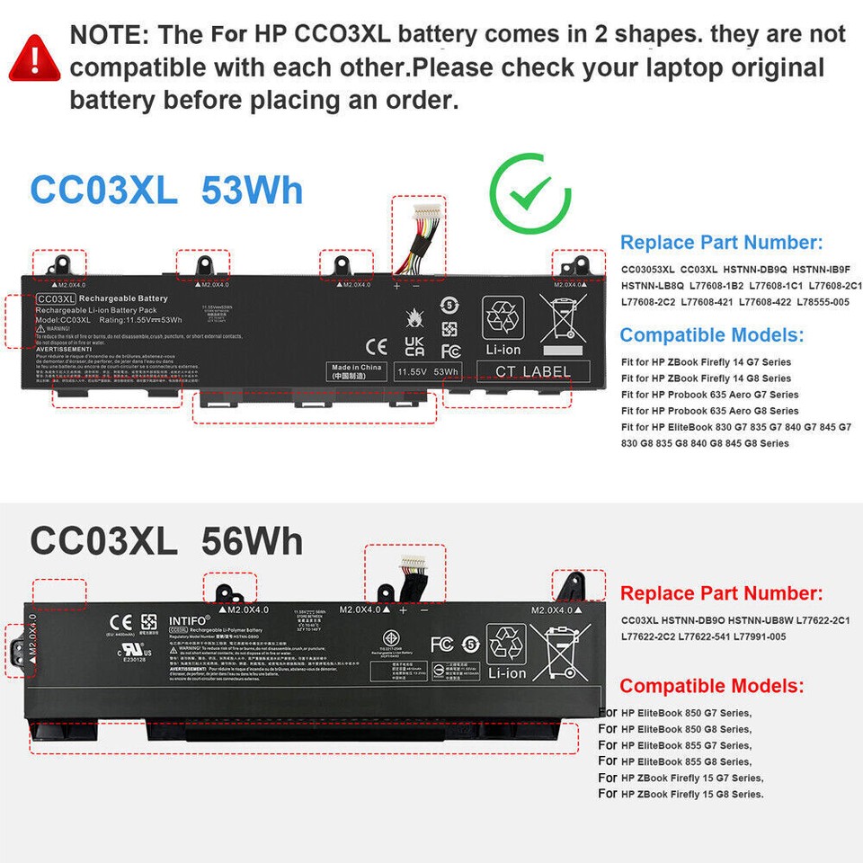 CC03XL Battery For HP EliteBook 830 835 840 845 G7/G8 HSTNN-DB9Q L78555 ...