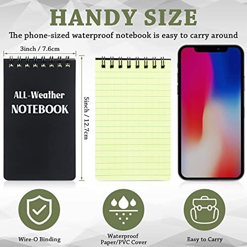 20 Pack All-Weather Memo Pocket Notebook Waterproof Notepad, 3x5 Inch ...