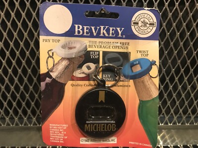 VINTAGE MICHELOB NOS 1988 Bev Key® 3 in 1 Beer Can Bottle Opener Key ...