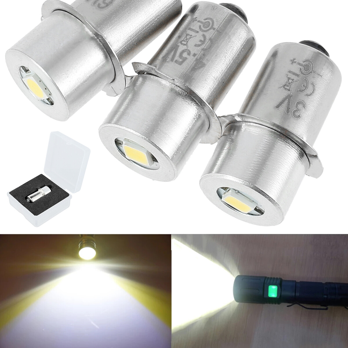 Upgrade LED Replacement Flashlight Torch Bulb 4.5-6 V 3W P13.5S High ...