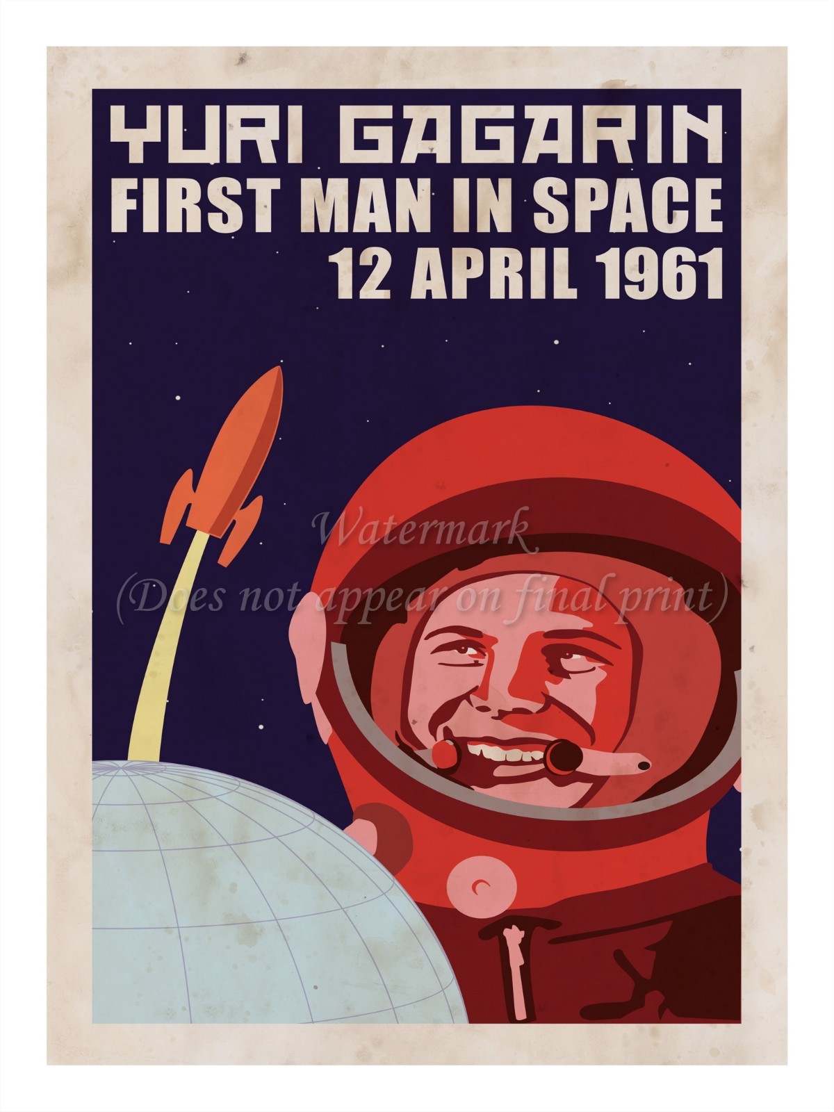 Soviet Russian Space Propaganda Poster Print YURI GAGARIN 1961 18x24" # ...