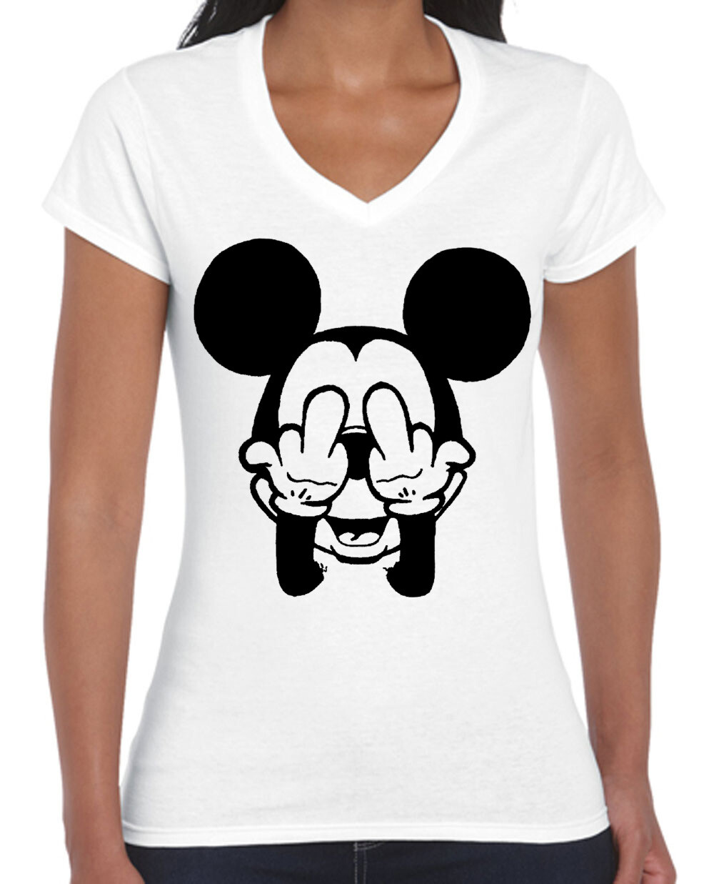 Mouse gives the finger Funny T-Shirt Ladies Mens Singlet rude Mickey ...