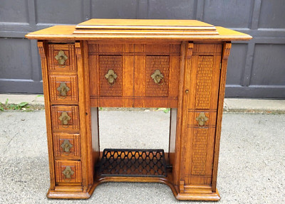 Antique Singer Sewing Machine Oak Parlor Cabinet PERSIAN Model 27 c1894 ...