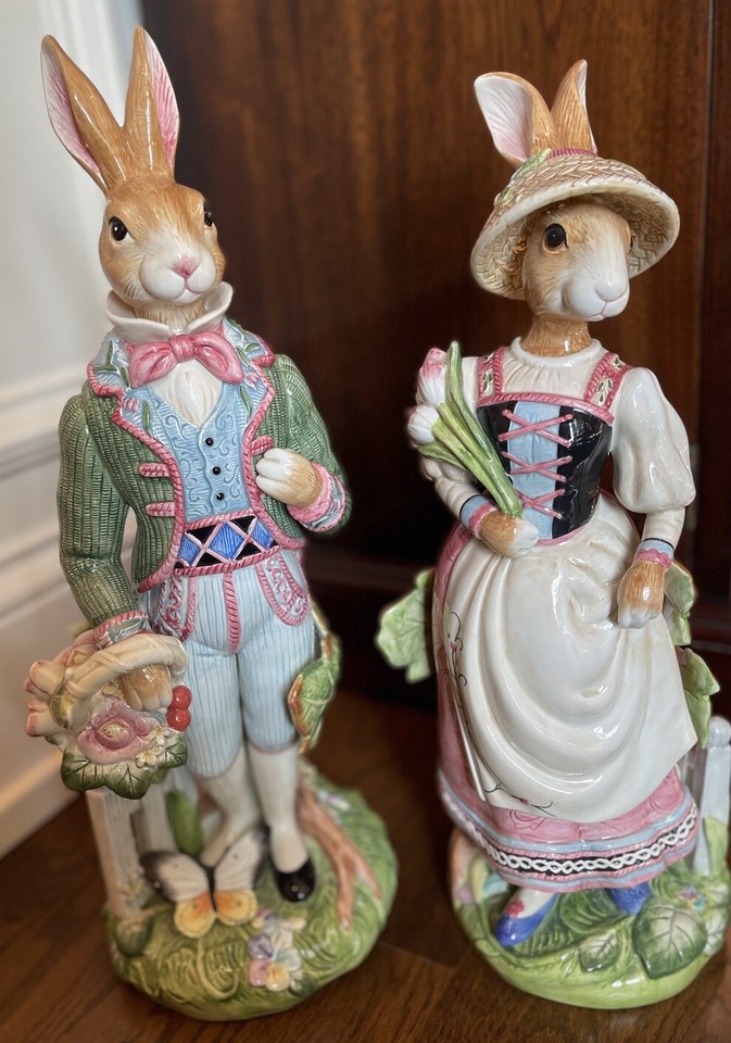 Pair Of Vintage Fitz and Floyd Classic Old World Rabbits Bunny Large ...