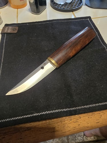 SPYDERCO PUUKKO FIXED BLADE KNIFE S30V BLADE WOOD HANDLE NO SHEATH RARE ...