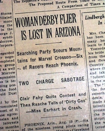 1st WOMEN'S AIR DERBY "Powder Puff" Airplane Race MARVEL CROSSON 1929 ...