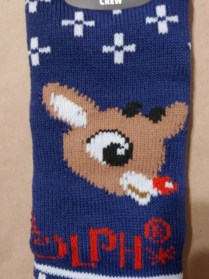 Rudolph Socks Crew The Red-Nosed Reindeer Christmas Thick Double Layer ...