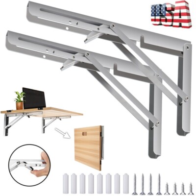 2/4Pcs Folding Shelf Brackets 8-20" Stainless Steel Drop Down Bracket ...