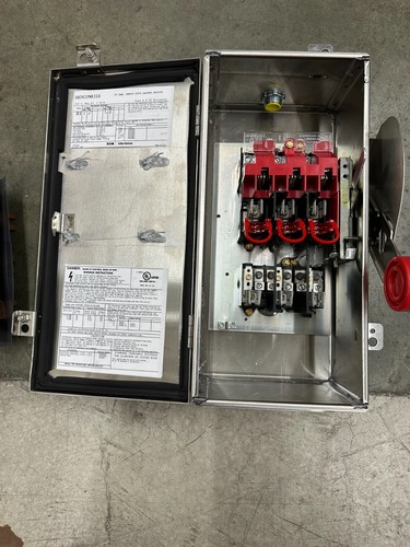 Eaton DH361FWK Stainless Steel Fusible 3 Pole Safety Switch 30A ~ 600V ...