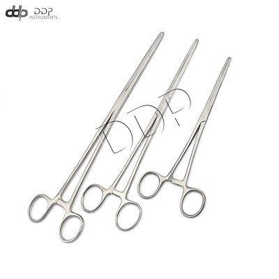 Set Of 3 Pean Forceps Straight 9" 10" 12" Hemostat Locking Clamp ...