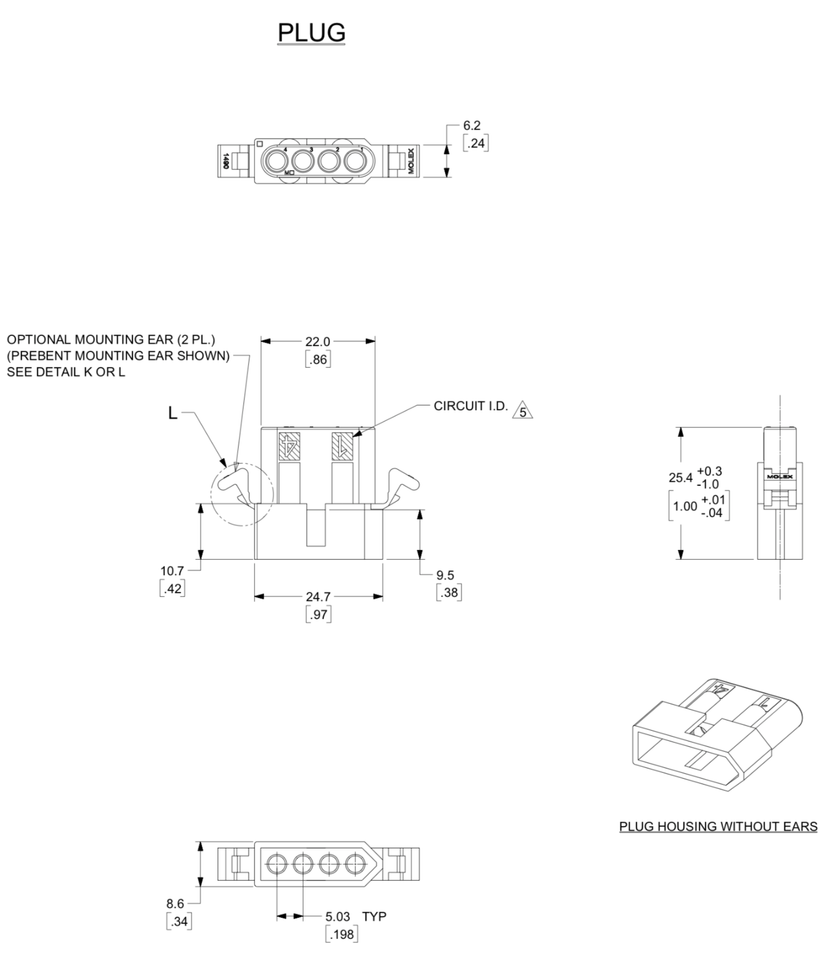 MOLEX ( 3 Set ) ICOM AT-120 4P 4 Pin Way Radio Antenna Tuner plug ...
